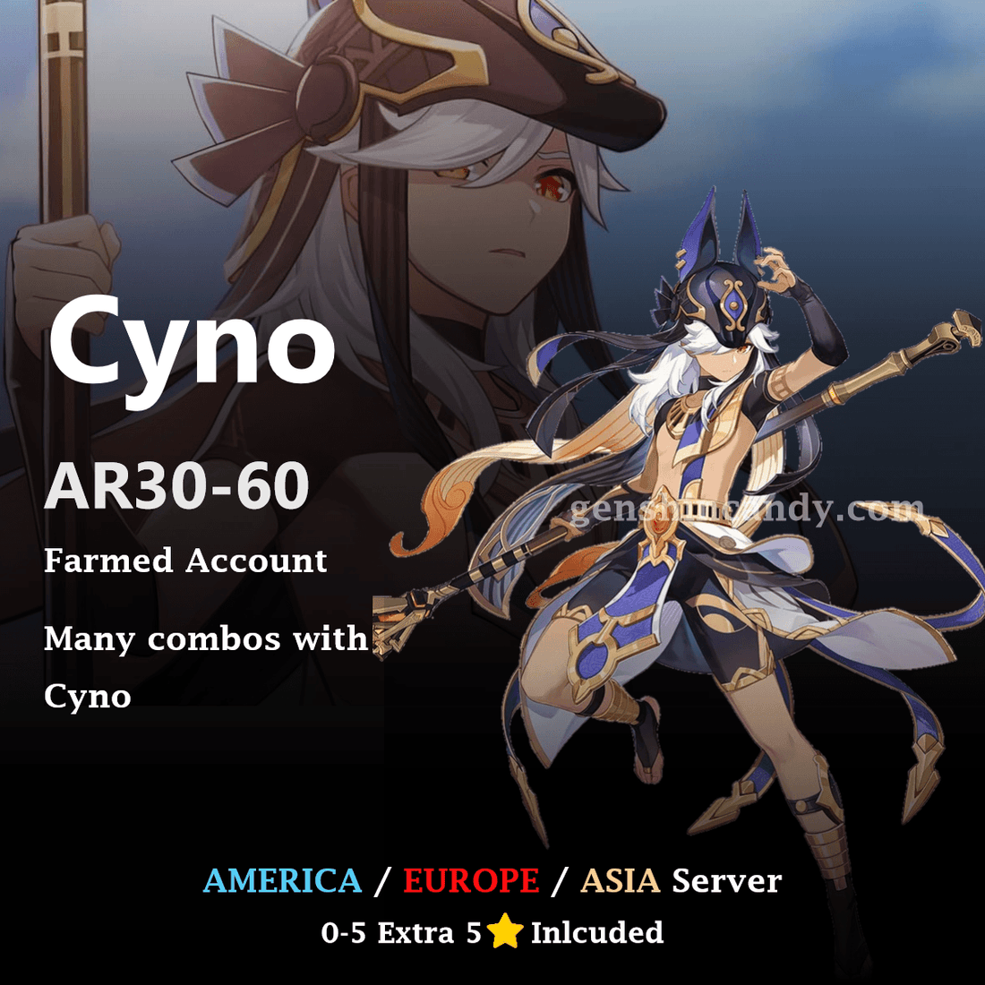 Cyno Midgame Account Genshin Impact Account For Sale – GenshinCandy