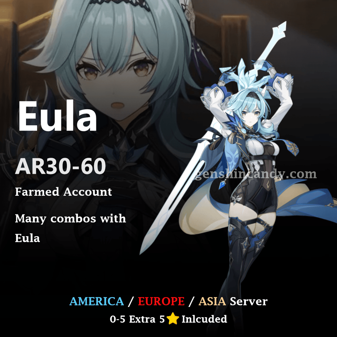 Eula Midgame Account Genshin Impact Account For Sale – GenshinCandy