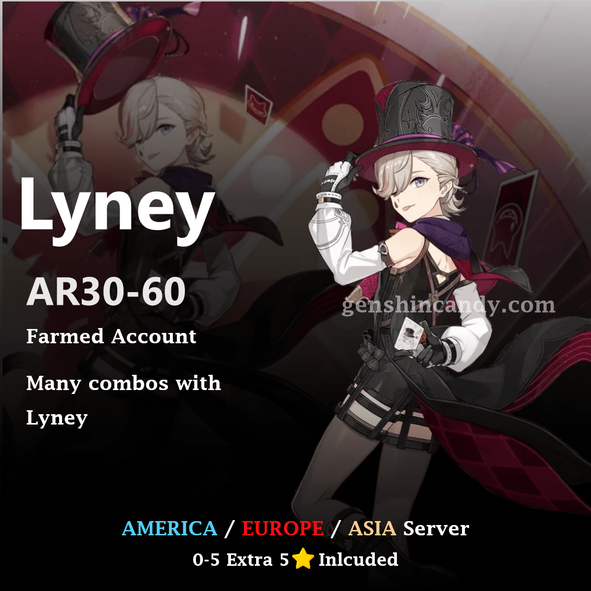 Lyney Midgame Account Genshin Impact Account For Sale – GenshinCandy