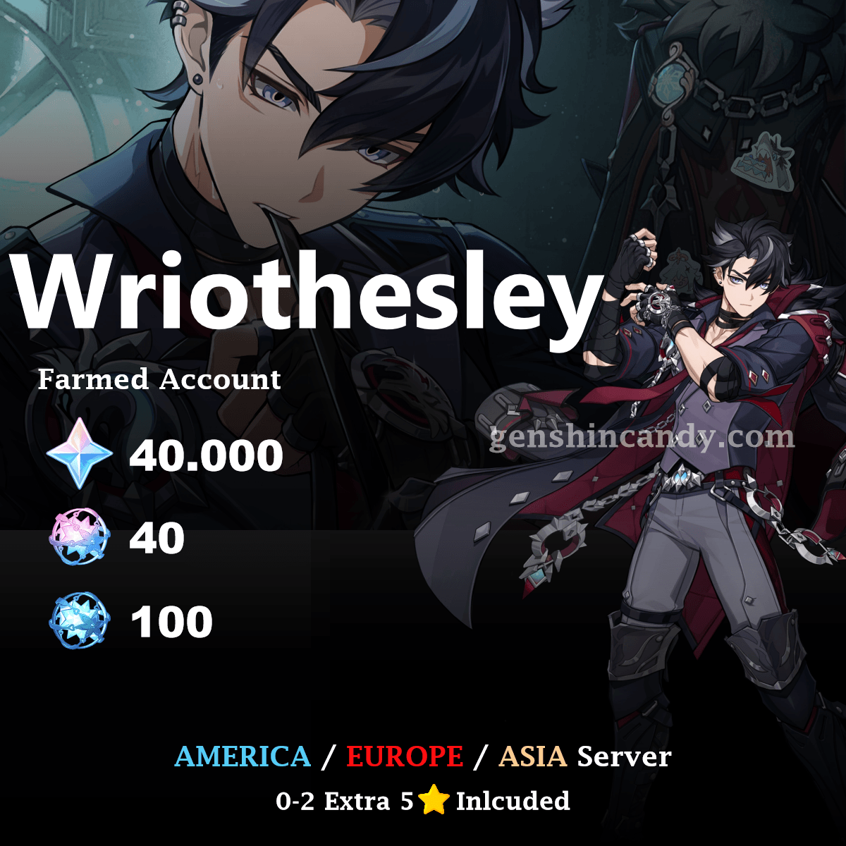 Wriothesley Account Genshin Reroll Account For Sale – GenshinCandy